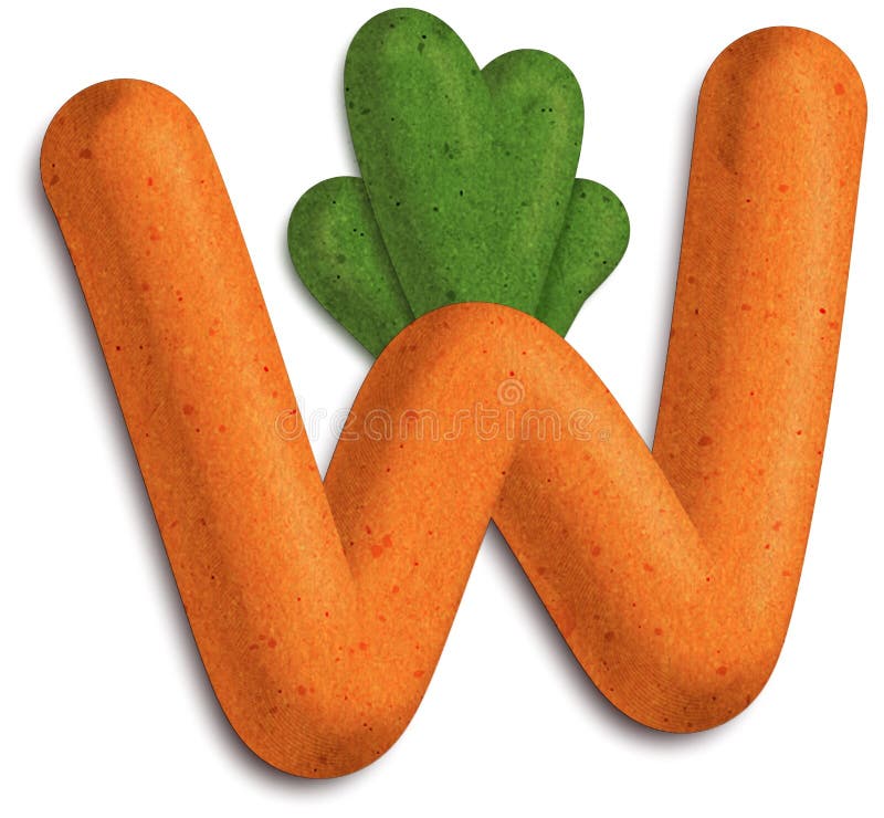 3D Carrot Letter W Font Colorful Letter Stock Illustration ...