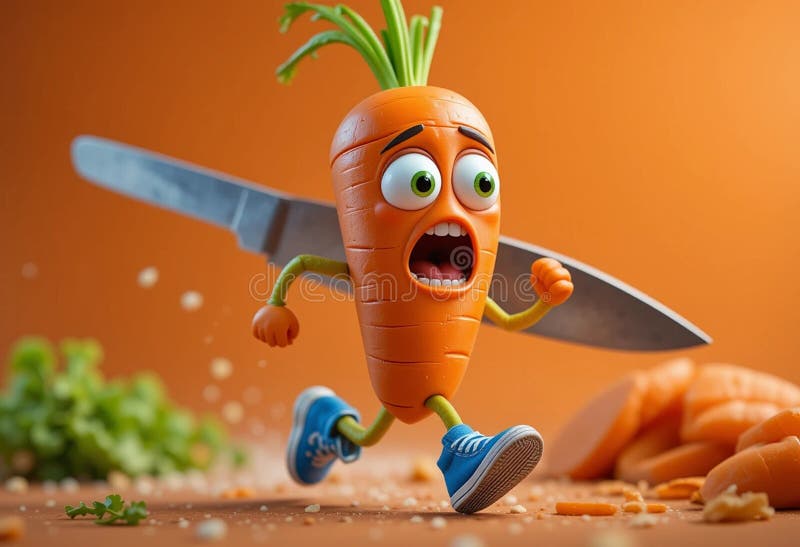 3D Carrot Running from Danger Stock Illustration - Illustration of ...