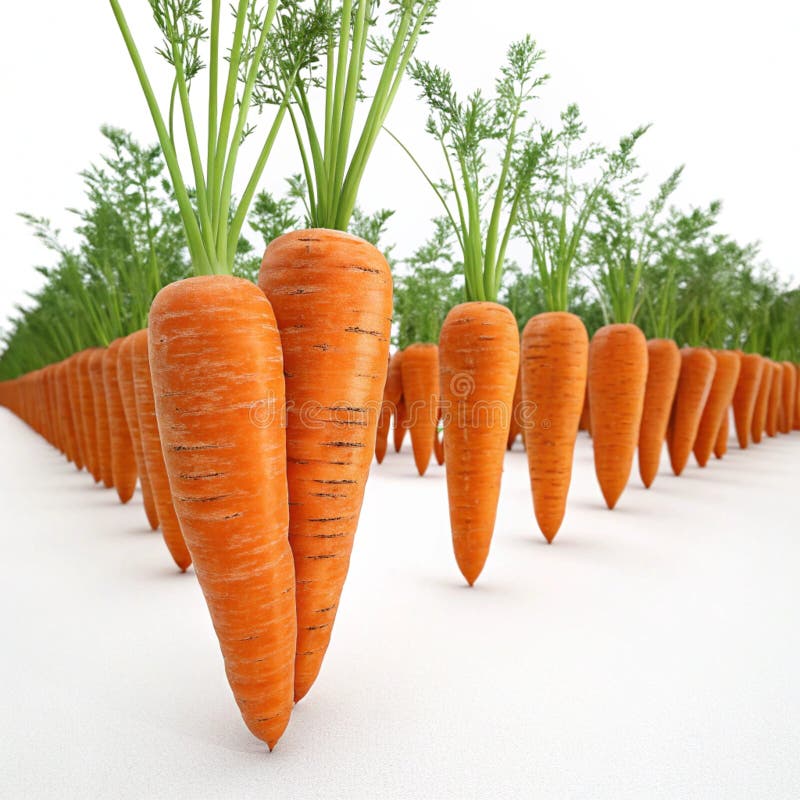 3D Carrots Field Isolated on White Background Stock Illustration ...