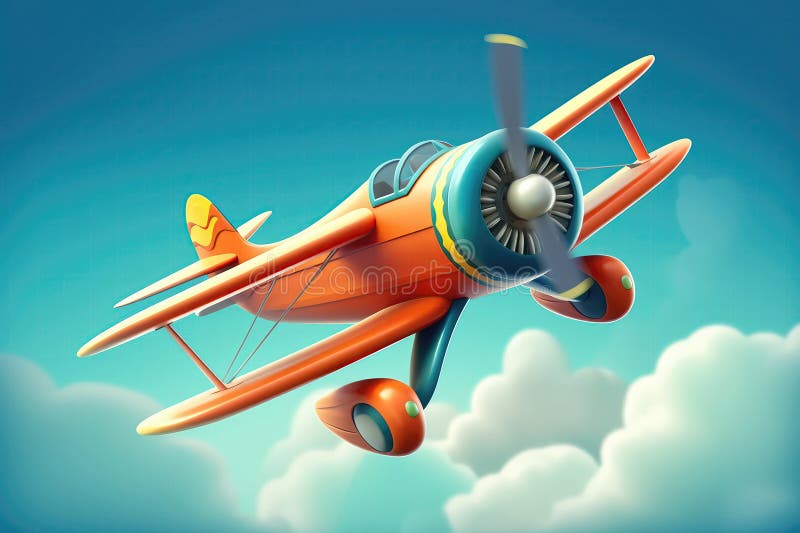 3D Cartoon Airplane Soaring through the Air. Generative AI Stock ...