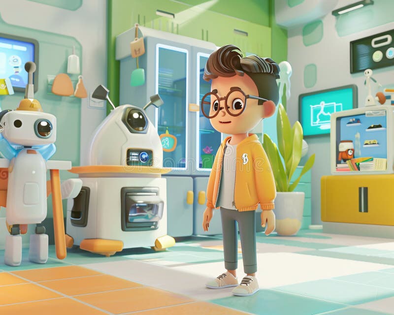 Cartoon with AR-inspired Interactive Elements, Blending Past and Future ...