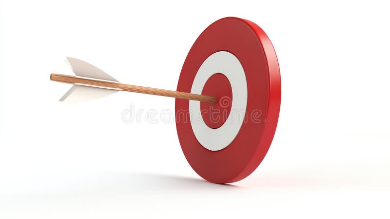 3D Cartoon Arrow Hitting Target Stock Illustration - Illustration of ...