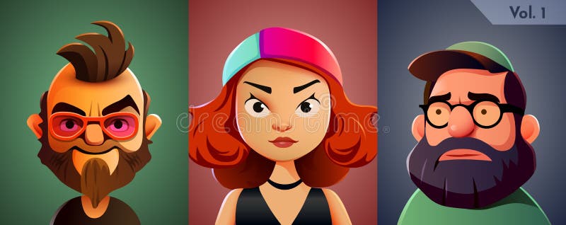 3d Cartoon Avatar Set. Human Face Collection Stock Vector ...