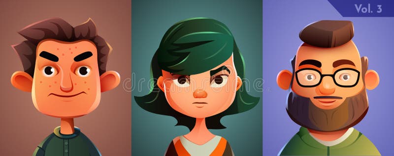 3d Cartoon Avatar Set. Human Face Collection Stock Vector ...