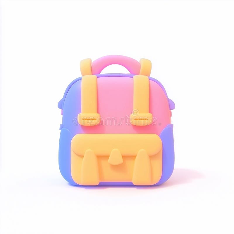 3D cartoon backpack icon stock illustration. Illustration of icon ...