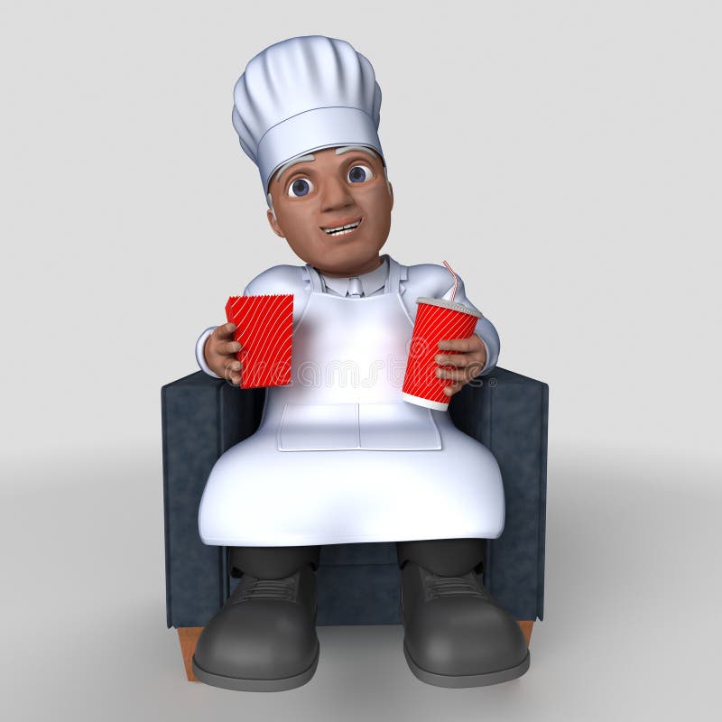 3D Cartoon Baker Character stock illustration. Illustration of cake ...