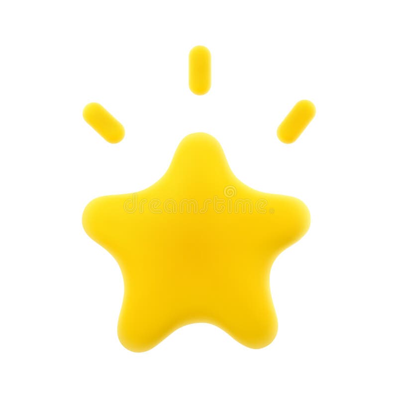 3d Cartoon Blinking Star with Rays Isolated on White Background. Vector ...