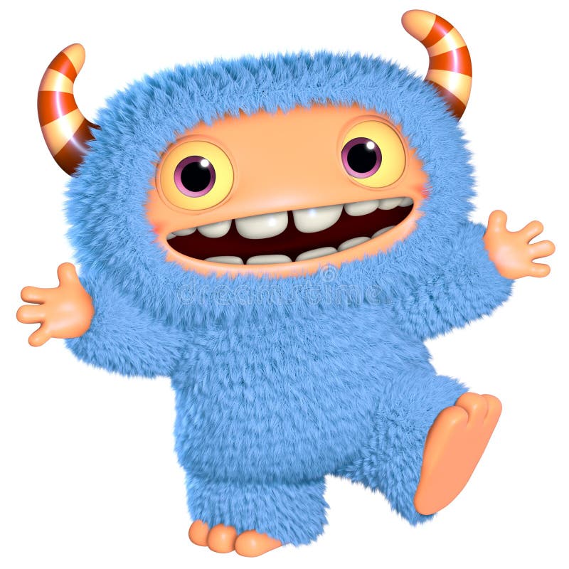 3d cartoon blue monster stock illustration. Illustration of devil ...