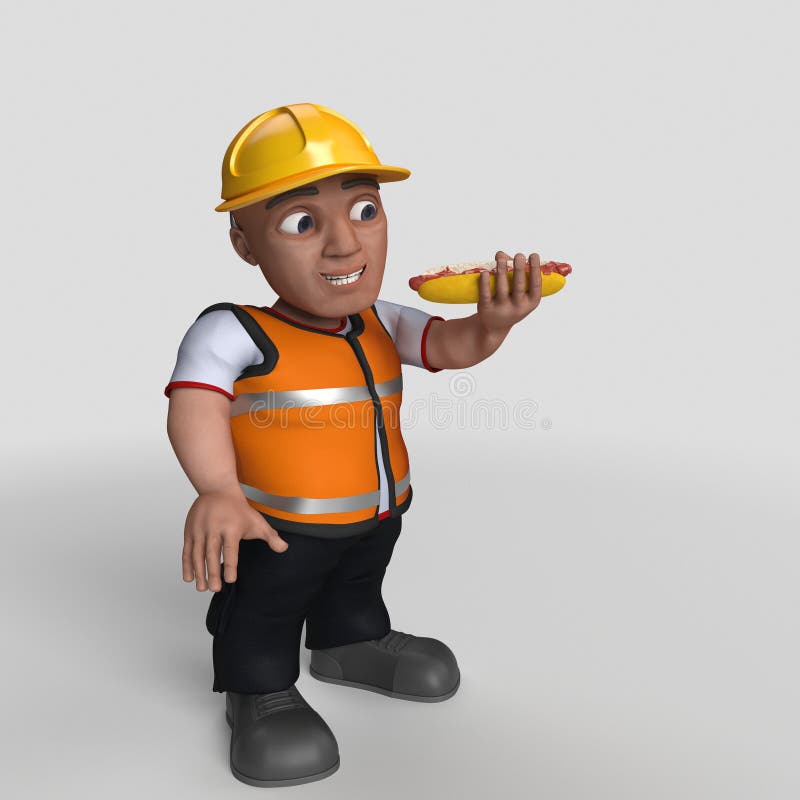 3D Cartoon Builder Character Stock Illustration - Illustration of ...