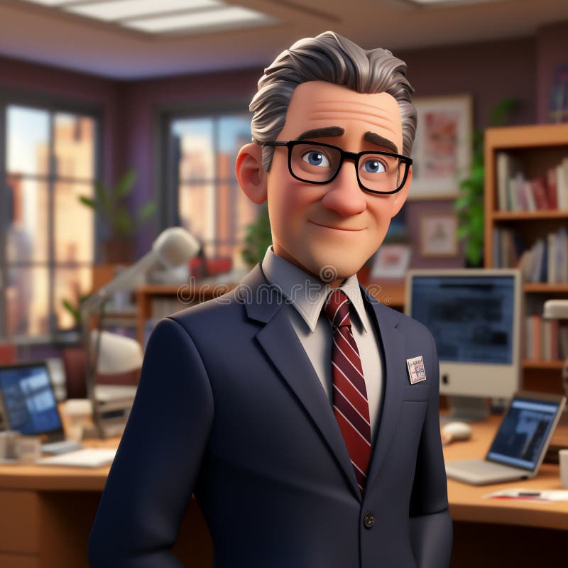 3D Cartoon of Business Leader in a Modern Office. Generative Ai Stock ...