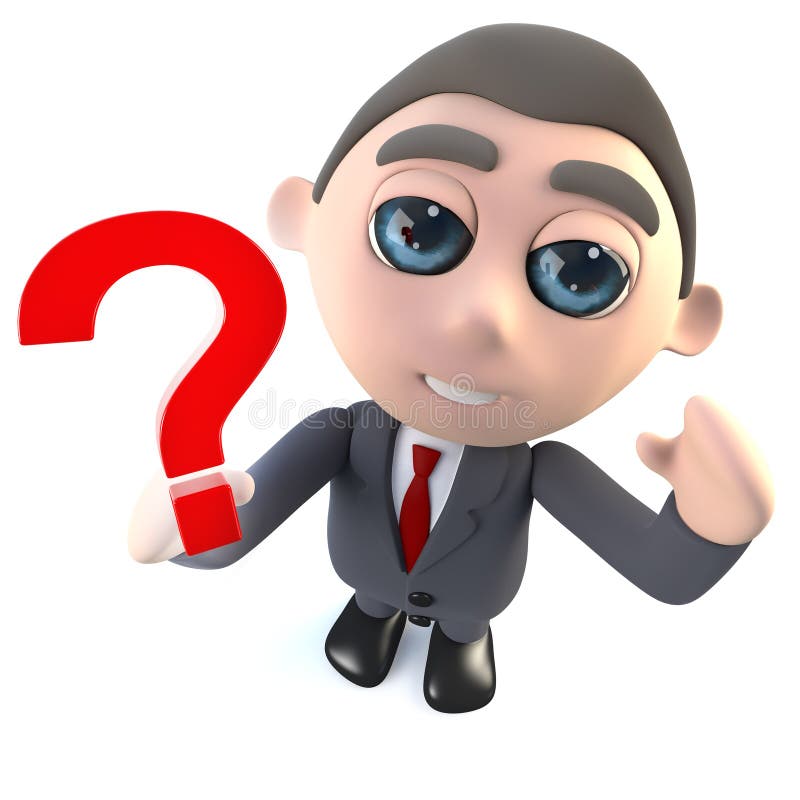 3d Cartoon Businessman Character Holding a Question Mark Symbol Stock ...