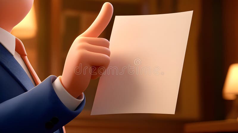 3D Cartoon Businessman Presenting Blank Paper Illustration Stock ...