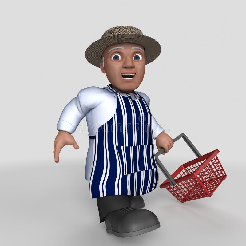 3D Cartoon Butcher Character Stock Illustration - Illustration of ...