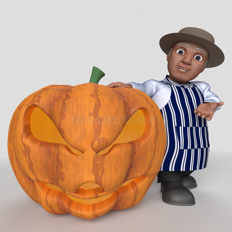 3D Cartoon Butcher Character Stock Illustration - Illustration of shop ...