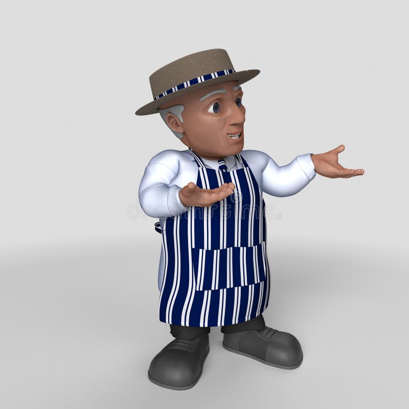 3D Cartoon Butcher Character Stock Illustration - Illustration of ...