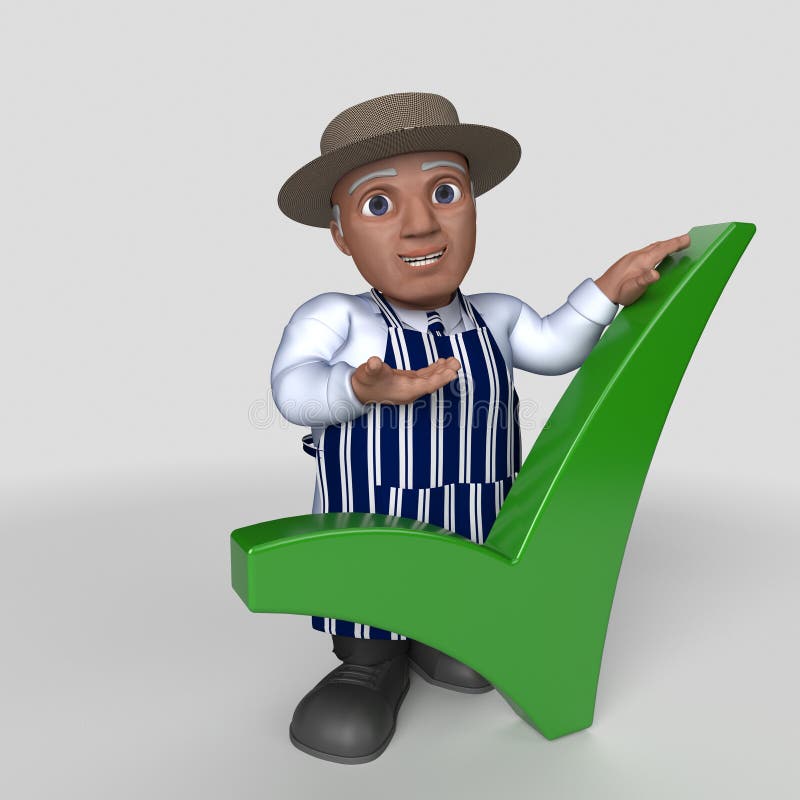 3D Cartoon Butcher Character Stock Illustration - Illustration of store ...