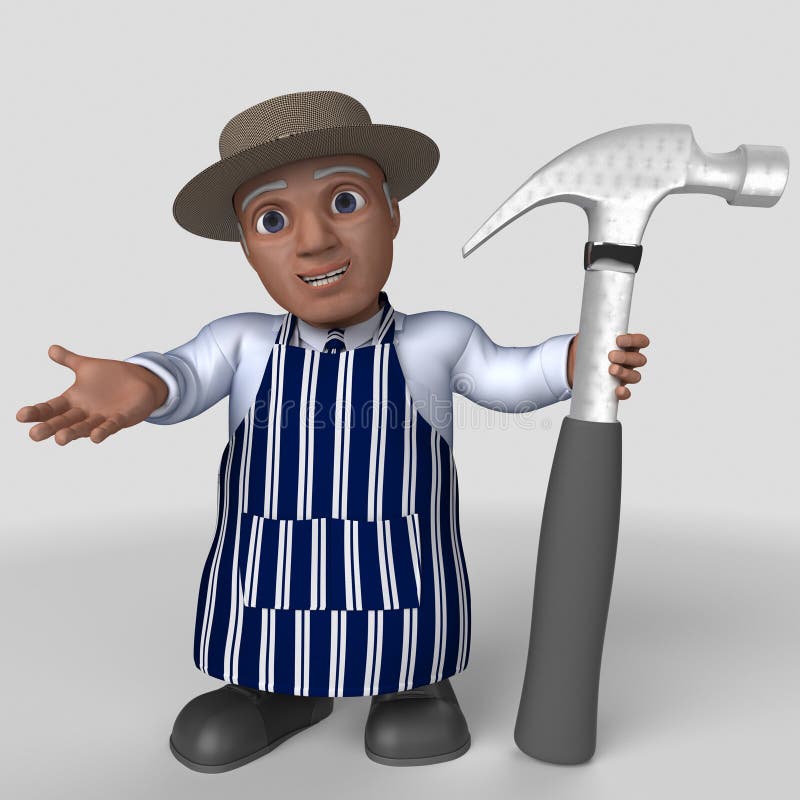 3D Cartoon Butcher Character Stock Illustration - Illustration of white ...