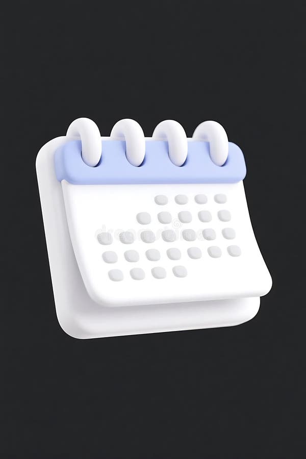 3D Cartoon Calendar Icon with Soft Pages and Rounded Corners Stock ...