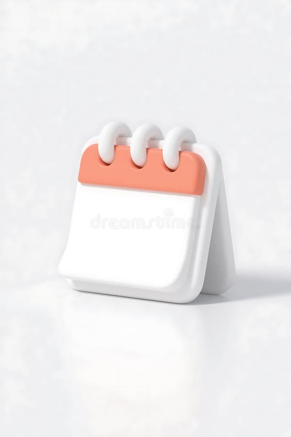 3D Cartoon Calendar Icon with Soft Pages and Rounded Corners Stock ...