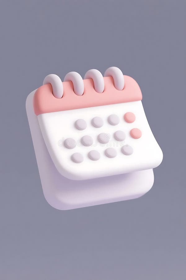 3D Cartoon Calendar Icon with Soft Pages and Rounded Corners Stock ...