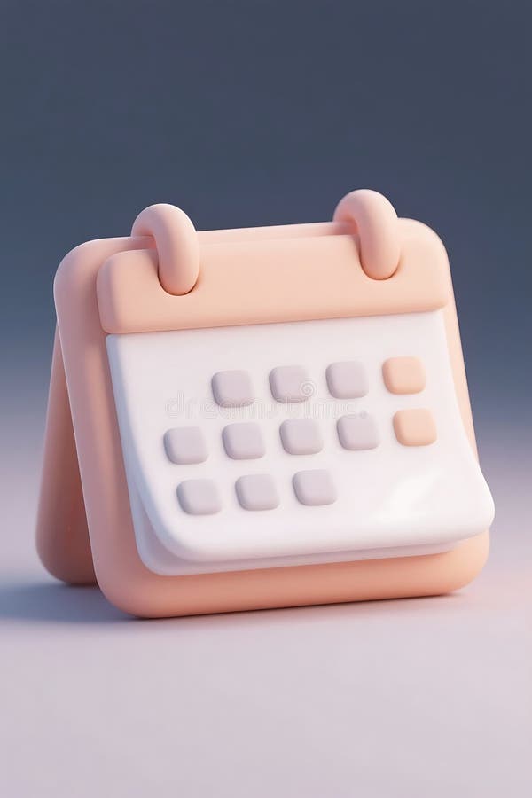3D Cartoon Calendar Icon with Soft Pages and Rounded Corners Stock ...