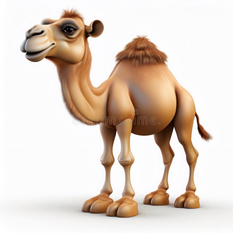 Cartoon Camel Standing Cheerfully with Friendly Expression, Sporting ...