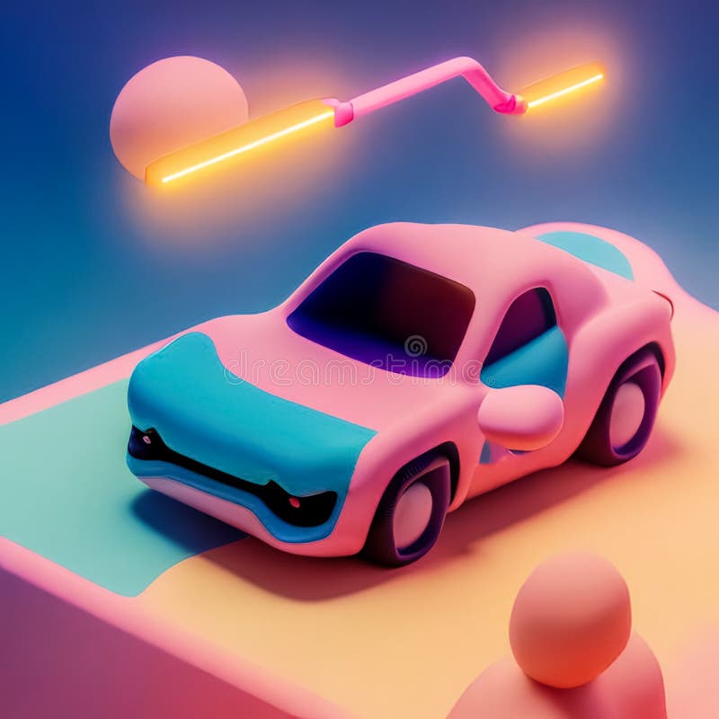 3d Cartoon Car.3d Render Illustration. Stock Vector - Illustration of ...