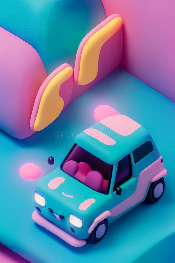 3d Cartoon Car.3d Render Illustration. Stock Vector - Illustration of ...