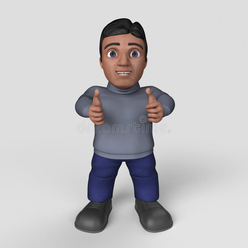 3D Cartoon Casual Character Stock Illustration - Illustration of casual ...
