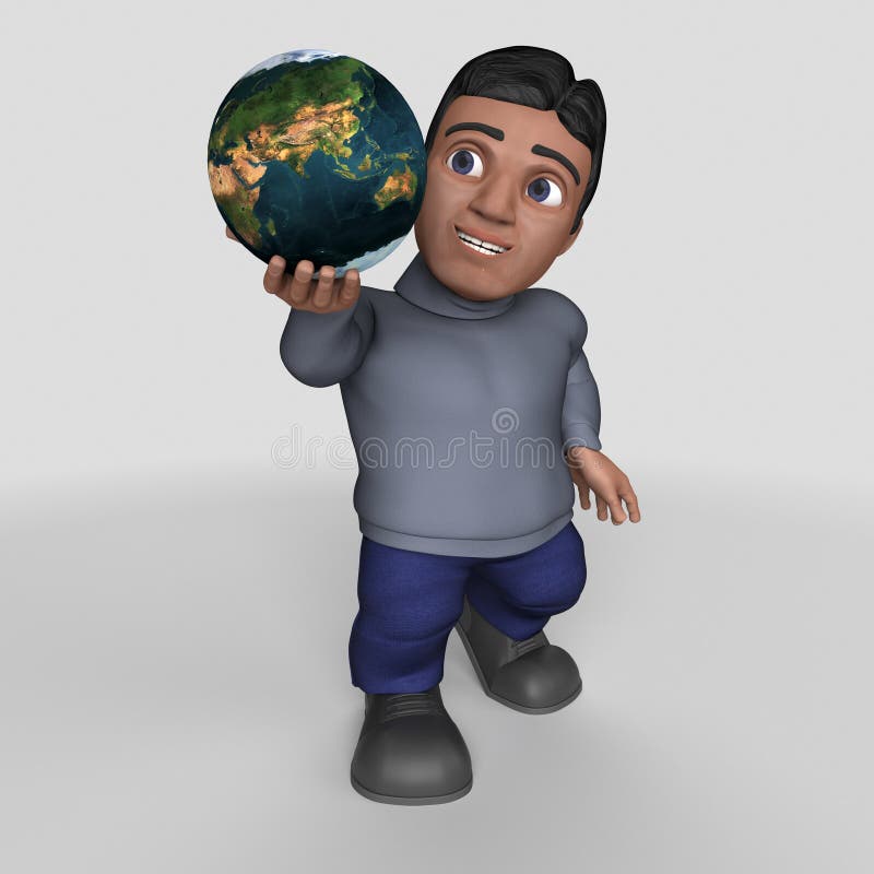 3D Cartoon Casual Character Stock Illustration - Illustration of render ...