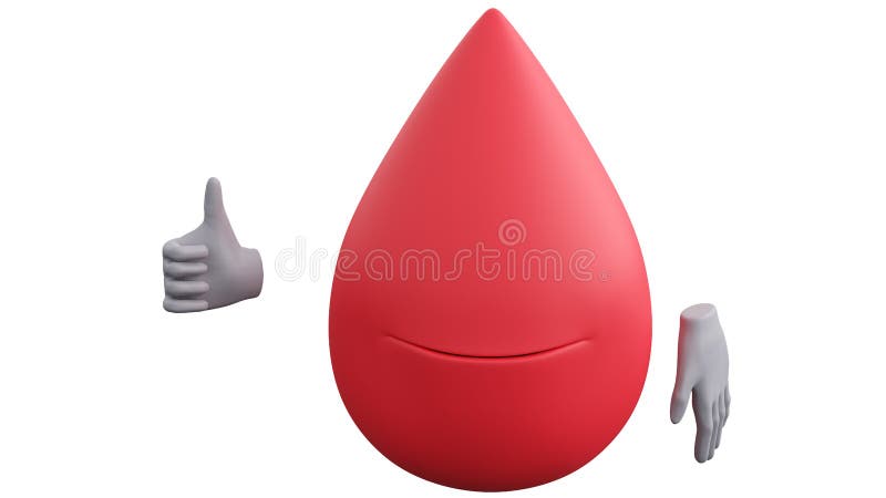 A 3D Cartoon Character of Blood Getting Anemia Stock Illustration ...