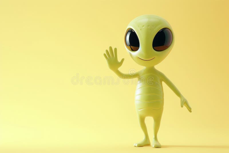 A 3d Cartoon Character of a Friendly Alien Waving To the Camera. 3D ...