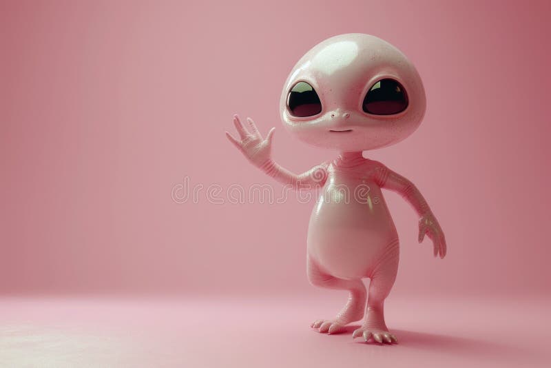 A 3d Cartoon Character of a Friendly Alien Waving To the Camera. 3D ...