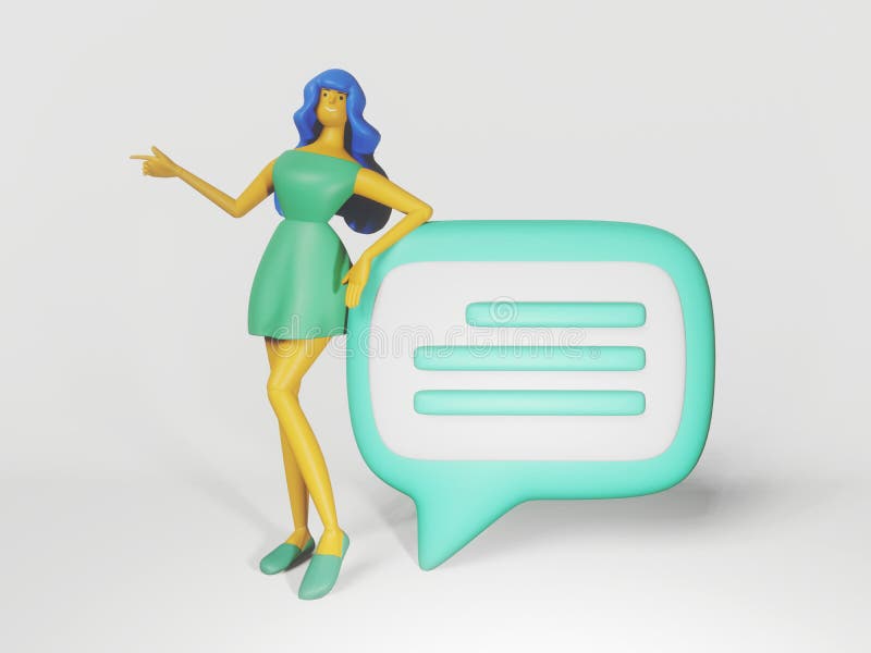 3d Cartoon Character with a Message Box. Social Media Network ...