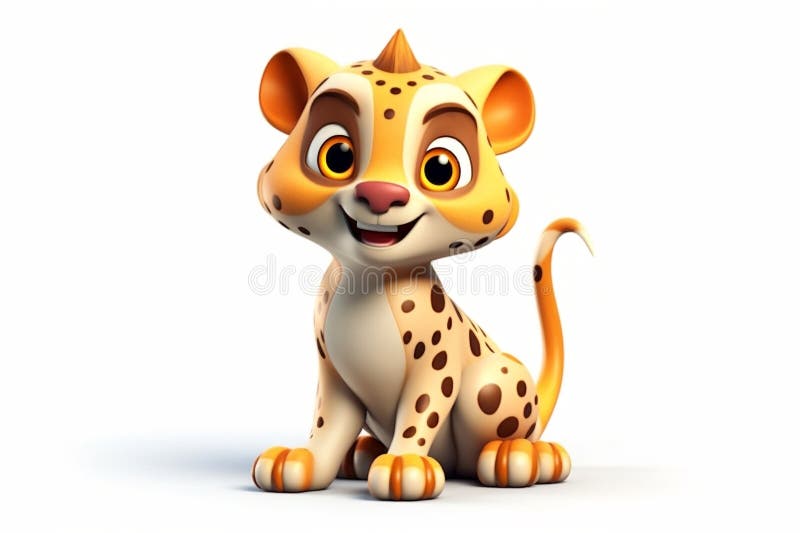 3D Cartoon Character: Sleek Cheetah with Transparent Background. AI ...