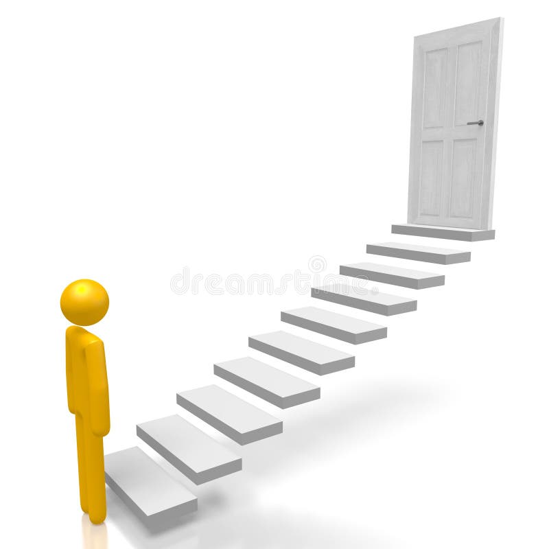 3D Cartoon Character, Steps, Door Stock Illustration - Illustration of ...