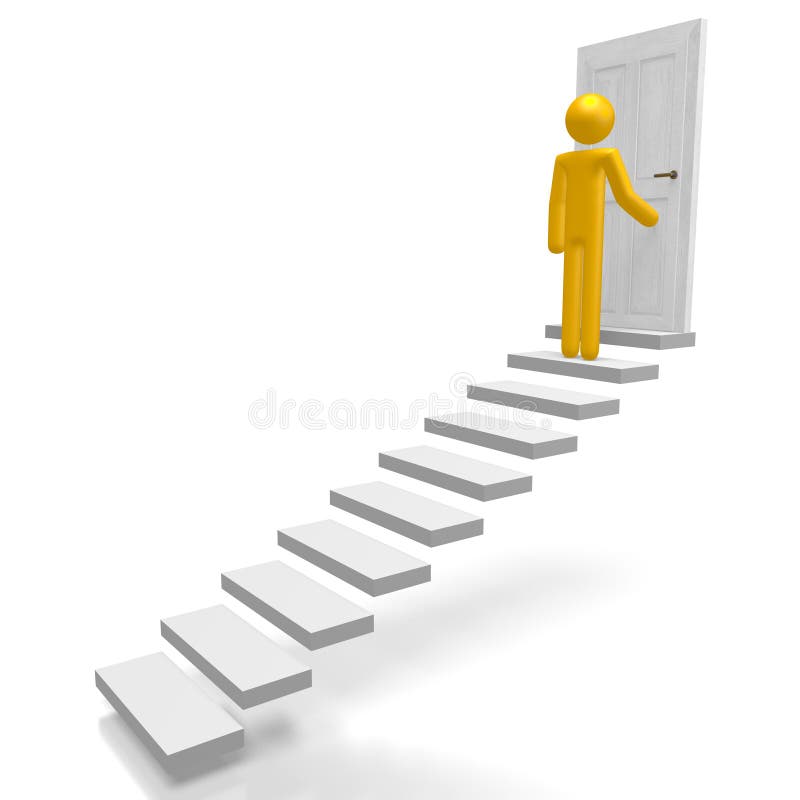 3D Cartoon Character, Steps, Door Stock Illustration - Illustration of ...