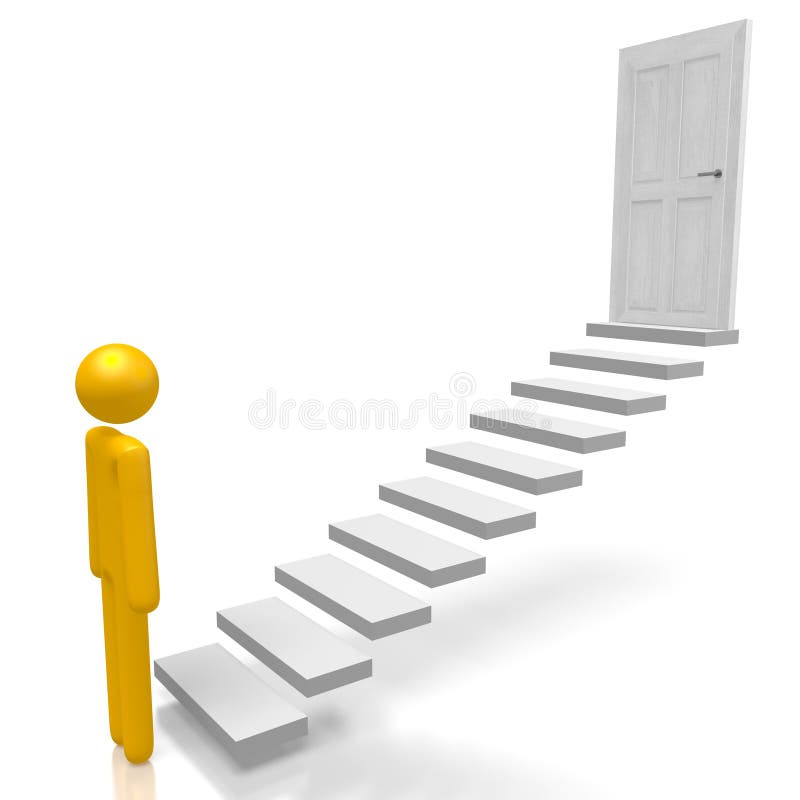 3D Cartoon Character, Steps, Door Stock Illustration - Illustration of ...