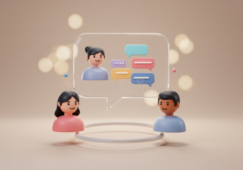 3d Cartoon Characters Engaging in Online Messaging with Colorful Chat ...