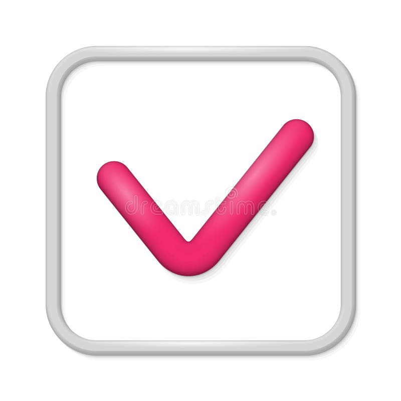 3D Cartoon Check Icon. Approved Test Correct Right Element Concept ...
