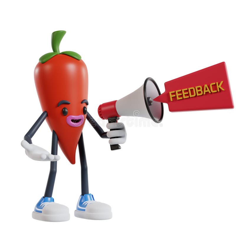 3d Cartoon Chili Character Holding Megaphone Asking for Feedback Stock ...