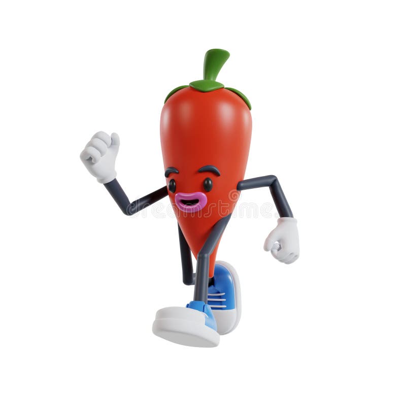 3d Cartoon Chili Character Peeking Out from Behind a White Wall with ...