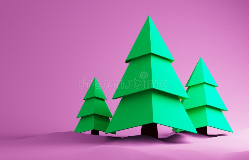 3d Cartoon Christmas Trees. 3d Rendering Stock Illustration ...