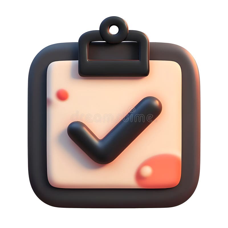 3D Cartoon Clipboard with Checkmark Icon Stock Illustration ...