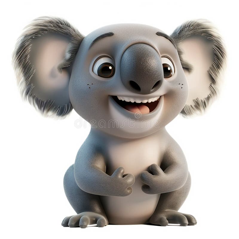 3d Cartoon of Cute Koala Smiling Excitedly, AI Generative Stock ...