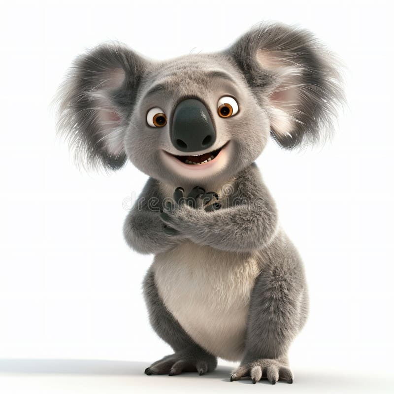 3d Cartoon of Cute Koala Smiling Excitedly, AI Generative Stock ...