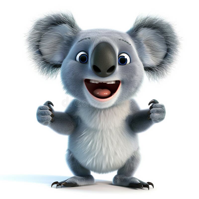 3d Cartoon of Cute Koala Smiling Excitedly, AI Generative Stock ...