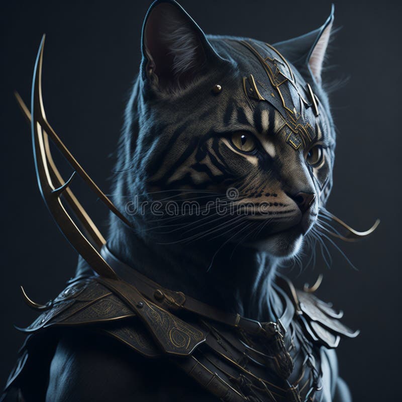 3D Cartoon Dashing Cat Knight in Armor AI Computer Generated Image ...