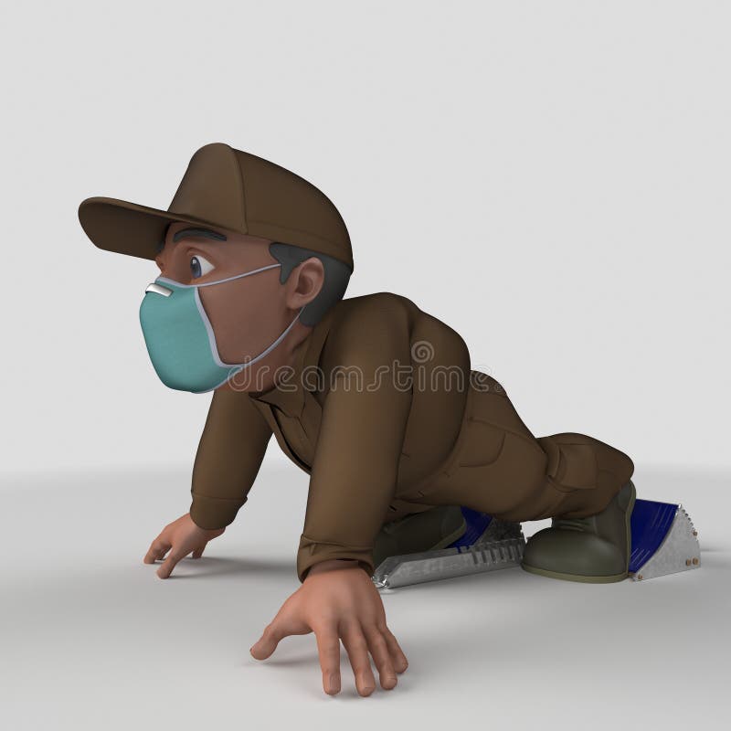 3D Cartoon Delivery Driver stock illustration. Illustration of parcel ...