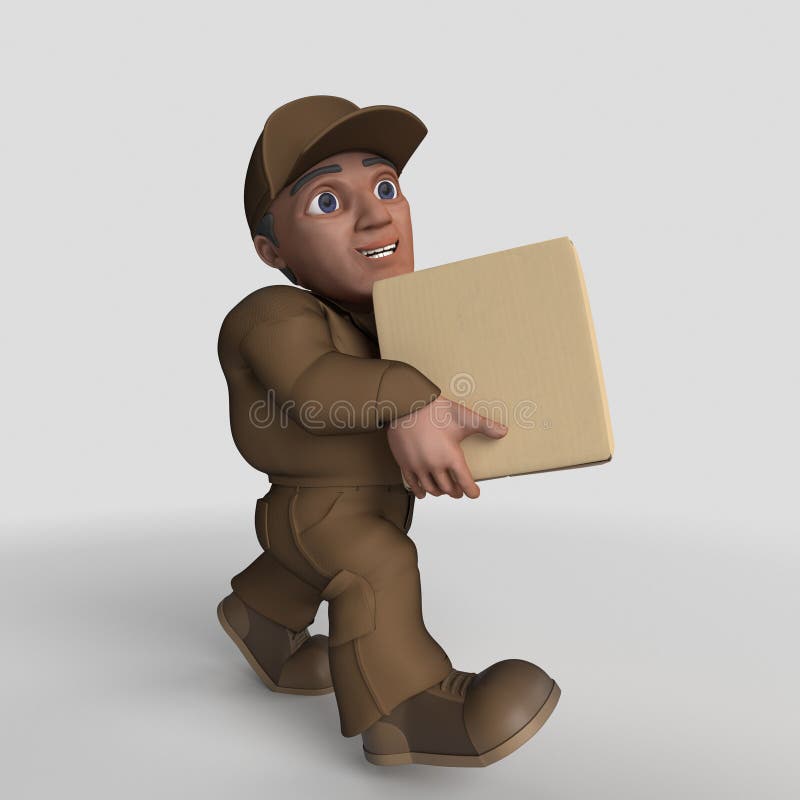 3D Cartoon Delivery Driver stock illustration. Illustration of service ...